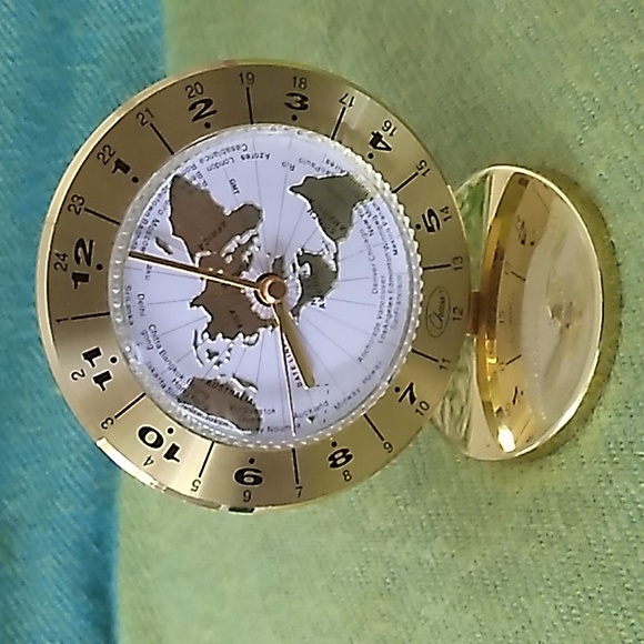 Chass | Accents | Chass World Time Desk Clock Brass Gold Finish | Poshmark
